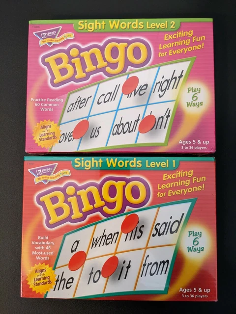 SIGHT WORDS BINGO - Language Building Skill Game Level 1 and Level 2 ...