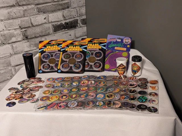 300+ VTG 90'S POGS Simpsons, Power Rangers, Spiderman, X-men, Slammer ...