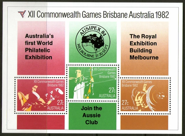 AUSTRALIA 1982 COMMONWEALTH Games Mini Sheet-AUSIPEX '84 Join Aussie ...