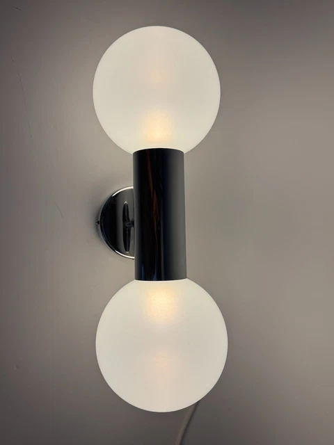 *2X SPACE AGE LAMPE MOTOKO ISHII FÜR STAFF 70ER RARITÄT WANDLAMPE CHROM ...