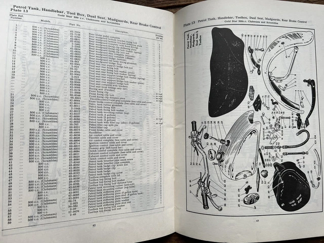 BSA GOLD STAR Parts Manual 500cc Illustrated Parts book TT ULSTER frame ...
