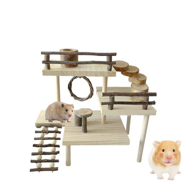 HAMSTER TOY, PLAYGROUND Stairs Natural with Climbing Ladder Habitat ...