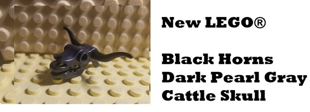 LEGO COW SKULL Cattle Black Bull Horns Skeleton Animal Desert West Gray ...