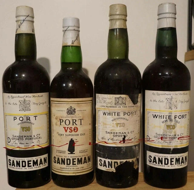 4X PORTO SANDEMAN Port VSO VCO +White 1940-1950's bouteilles 75cl ...