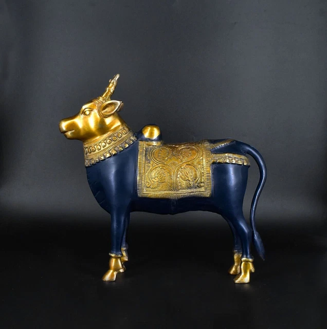 PORTE-STATUE EN LAITON taureau Nandi (Boeuf de Shiva) / mont du dieu hindou... EUR 169,81 ...