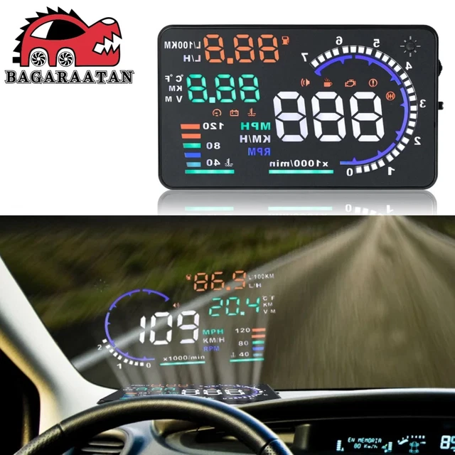 OBD II CAR HUD Head Up Display 5.5'' Dash Screen Digital Speedometer ...