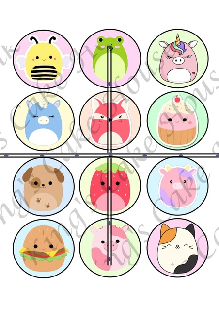 SQUISHMALLOWS CUPCAKE TOPPERS, edible icing sheet. Squishmallow ...