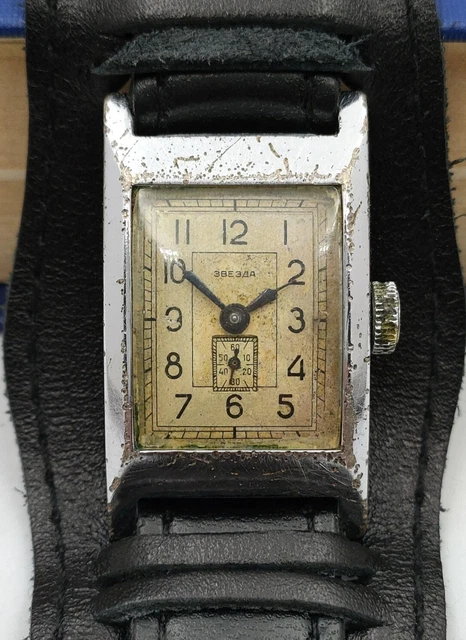 VINTAGE WATCH ZVEZDA (Star) TANK Art Deco USSR PChZ Old WristWatch Men ...