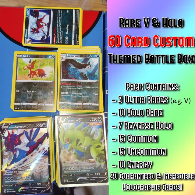 POKEMON [60 CARD] 3 Ultra Rare + 17 Holo RARE & Reverse [Themed Type ...