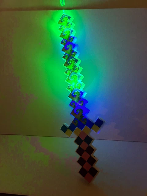 LED MINECRAFT LIGHT Up Pixel Sword Color Flashing Toy Tested $7.99 ...