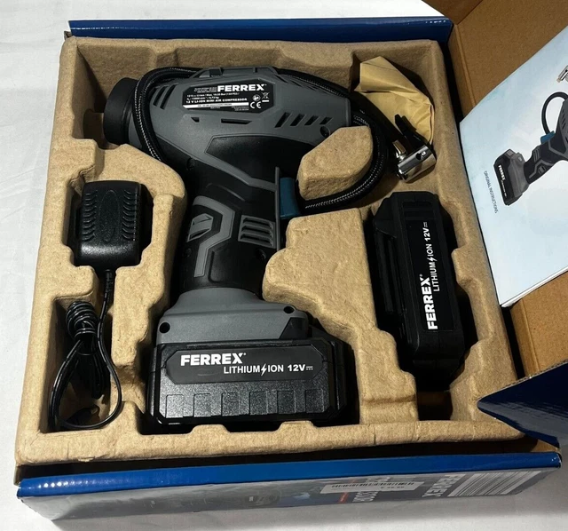 MINI COMPRESSEUR D'AIR sans fil Ferrex automatique 12 V gonfleur LCD ...