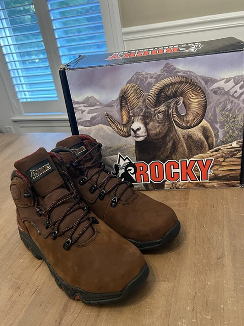 ROCKY BOOTS MENS Size 11 XW Brown Waterproof Hiking Work Bigfoot Tread ...