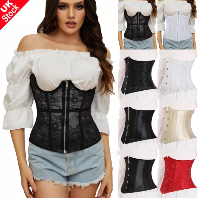 Women Heavy Duty Steel Boned Corset Underbust Waist Training Bustier