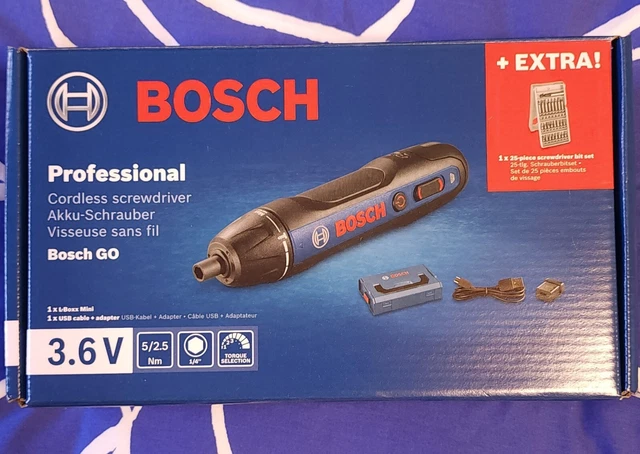 BOSCH PROFESSIONAL BOSCH GO Cordless Screwdriver L-BOXX Mini + 25 Pcs ...