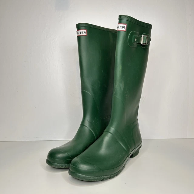 HUNTER WELLIES - Original Tall Green Wellington Boots - Size UK 11 £54. ...