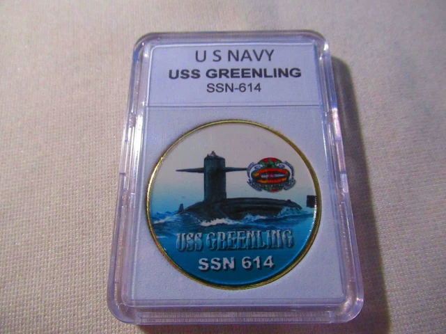 US BLU NAVY Submarine- Uss Greenling / SSN-614 Moneta di Sfida EUR 15 ...