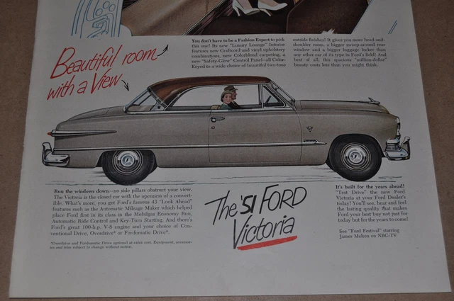 1951 FORD VICTORIA advertisement, color art, side-view plus interior $9 ...