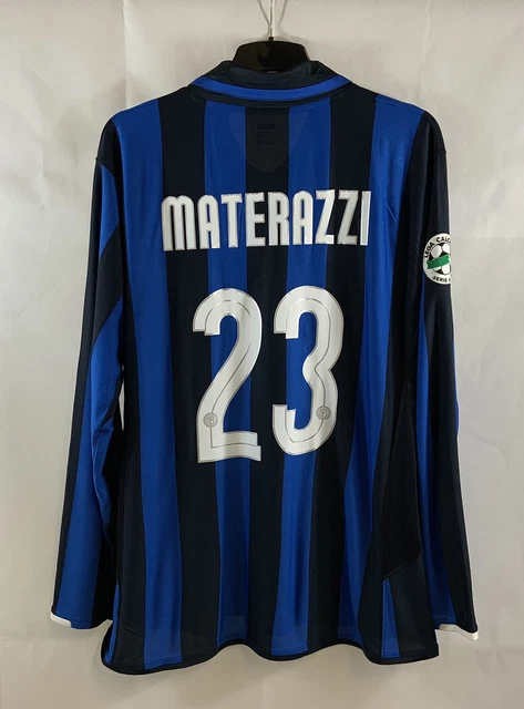 INTER MILAN MATCHWORN Materazzi 23 L/S Home Football Shirt 2007/08 (XXL ...