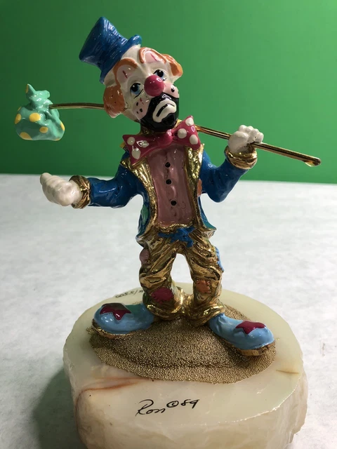 RON LEE GOING My Way Hobo Clown Figurine Signed 1989 Marble Base 2668/ ...