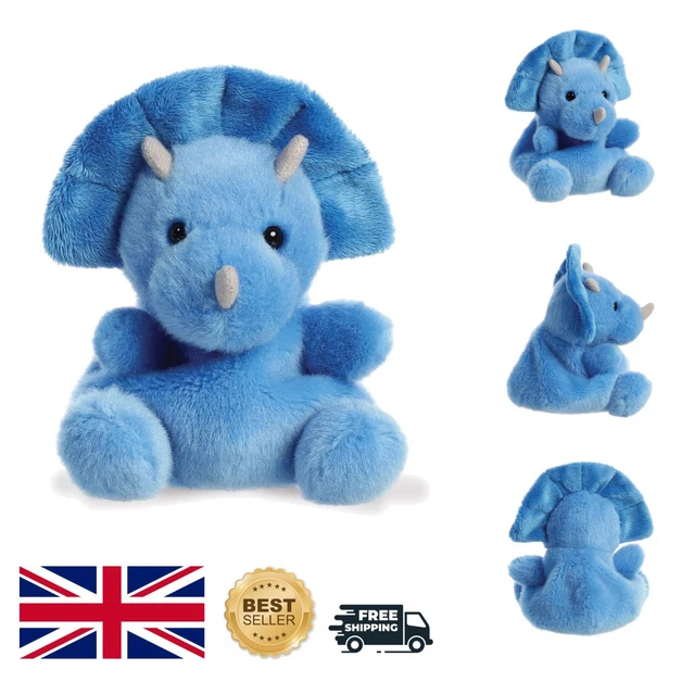 PALM PALS BLUE Triceratops Dinosaur Soft Toy - 5In Cuddly Eco-Friendly ...