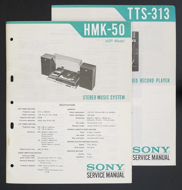 ORIGINAL SONY HMK-50 + TTS-113 manuel d'entretien/diagramme/liste de pièces o130 EUR 34,50 ...
