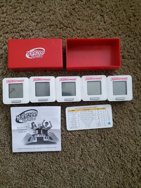 HASBRO YAHTZEE FLASH Game 5 Electronic Dice a Red Case with ...