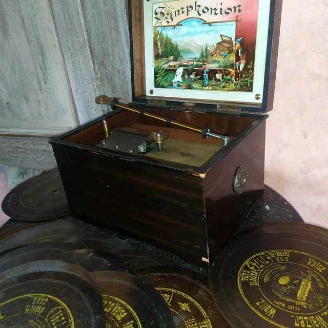 POLYPHONE SYMPHONION + 15 disques Boite à musique , music box German ...