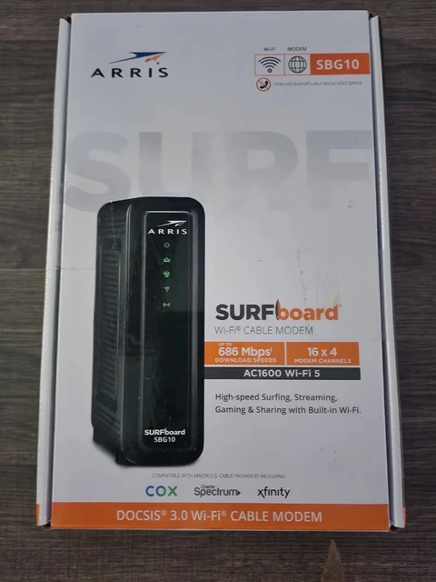 ARRIS SURFBOARD SBG10 DOCSIS 3.0 Gigabit Cable Modem & AC1600 Wi-Fi 5 ...