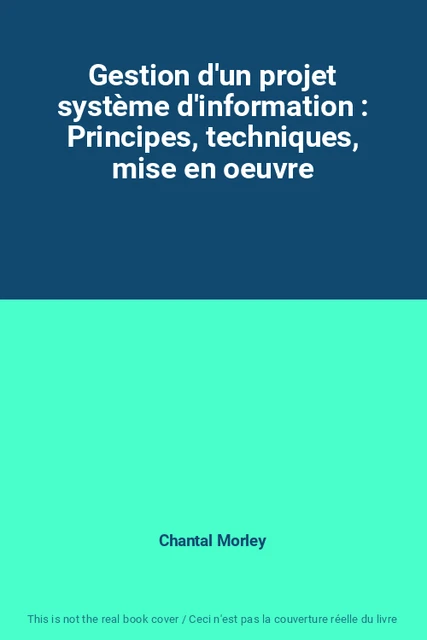 GESTION D'UN PROJET systeme d'information : Principes, techniques, mise ...