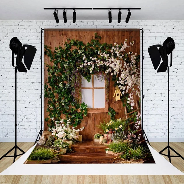 LEAVES WHITE FLOWER Wood Window Spring Backdrop $36.09 - PicClick AU