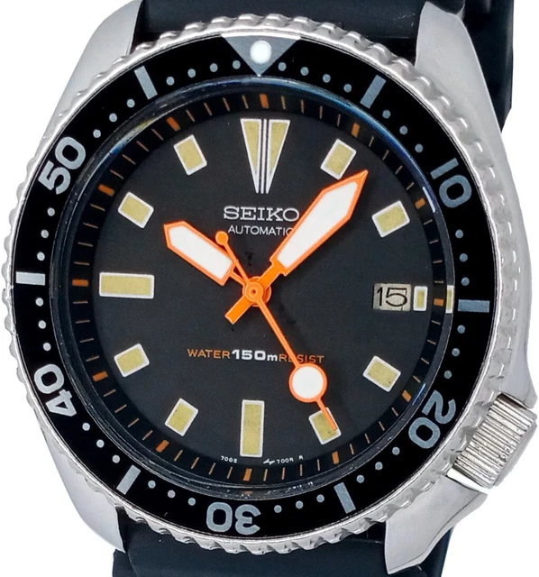 CUSTOM MOD VINTAGE SEIKO 7002 diver Plongeur hands w/Genuine case, dial ...