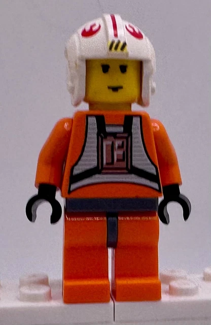 LEGO MINIFIGURE FIGURE Luke Skywalker Pilot Yellow Head Star Wars ...