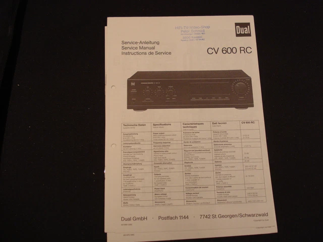 ORIGINAL SERVICE MANUAL Schaltplan Dual CV 31 EUR 12,50 - PicClick DE
