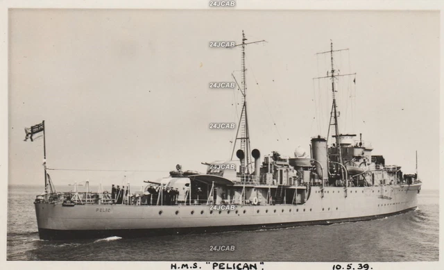 ROYAL NAVY RP Postcard. HMS "Pelican" Sloop. WW2. 4 x U boats kills ...