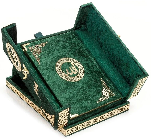 HOLY QURAN SET with Desktop Double Cover Box, Muslim Gift, Eid, Ramadan ...