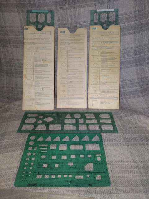 4 VINTAGE DRAFTING Drawing Flowchart Stencil Templates IBM Handy House ...