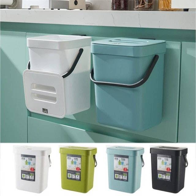 PLASTIC KITCHEN BIN Wall Mounted Food Scrap Container Garbage Can £11. ...