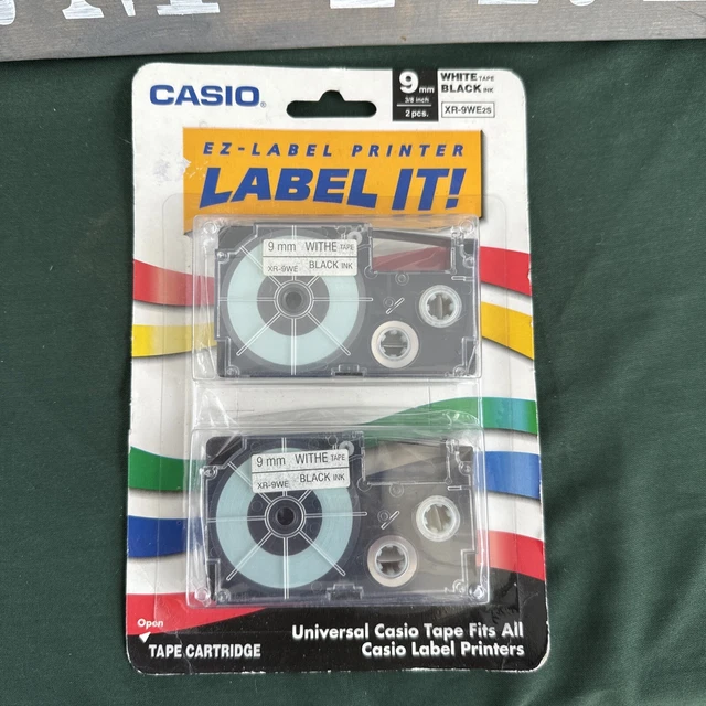 CASIO EZ-LABEL PRINTER LABEL IT! TAPE CARTRIDGES 2 Pack - 9mm 3/8 In ...