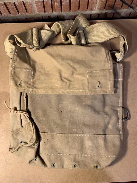ORIGINAL WW2 BRITISH Army Indian Made Soldiers Gas Mask Bag & Strap ...