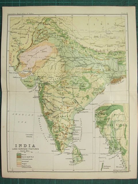 1893 INDIA EMPIRE Mappa Land Superficie Caratterizzato Da Forests Legno ...