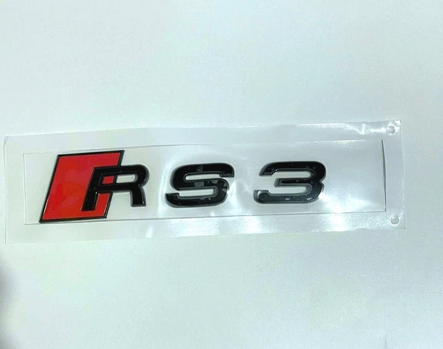 AUDI RS3 LOGO NEW Metal Black Gloss Badge Emblem for A3 S3 RS3 Rear ...