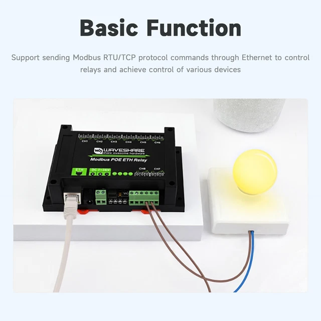 INDUSTRIAL 8-CHANNEL ETHERNET Relay Module Modbus RTU/TCP Protocol Poe ...