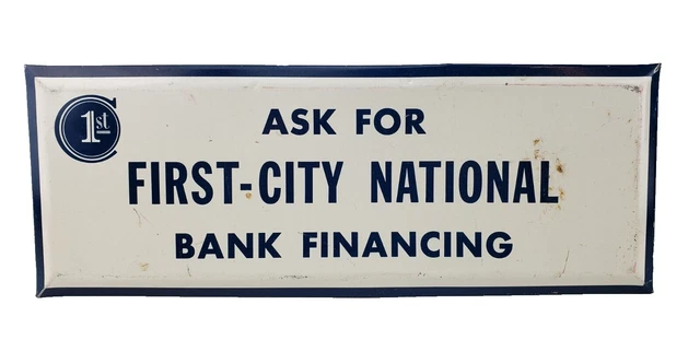 RARE VINTAGE ANTIQUE TOC First City National Bank Tin Over Cardboard ...