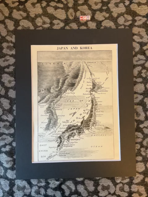 ANTIQUE HISTORICAL MOUNTED Map Of JAPAN KOREA FAR EAST , Very Old $28. ...