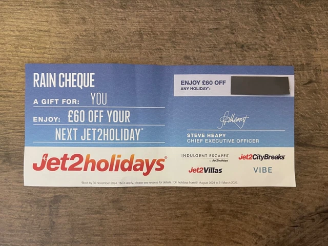 JET2HOLIDAYS JET2 RAIN Cheque Voucher - £60 off holiday - Book by 30/11 ...
