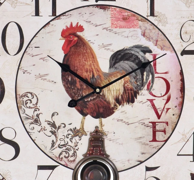 HORLOGE MUR TOUR Pendule en Bois Mur Cuisine Coq Vintage Horloges Neuf ...