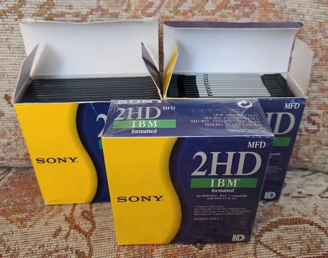 30 X SONY Floppy Discs 3.5" Inch 2HD IBM MFD Diskettes 1 Sealed Box ...