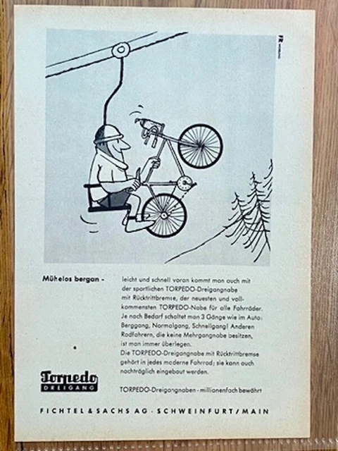 FICHTEL & SACHS Torpedo Dreigang Original 1961 Vintage Advert Werbung ...