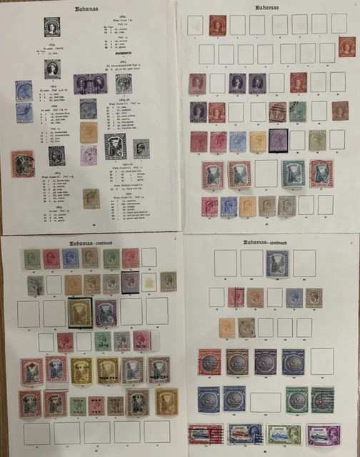 EARLY BAHAMAS 1882-1935 on 4 imperial album pages. 82 stamps. Mint ...