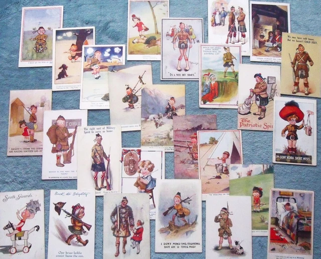 WORLD WAR ONE Comic Postcards x 26 Scottish Soldiers Humour WW1 ...